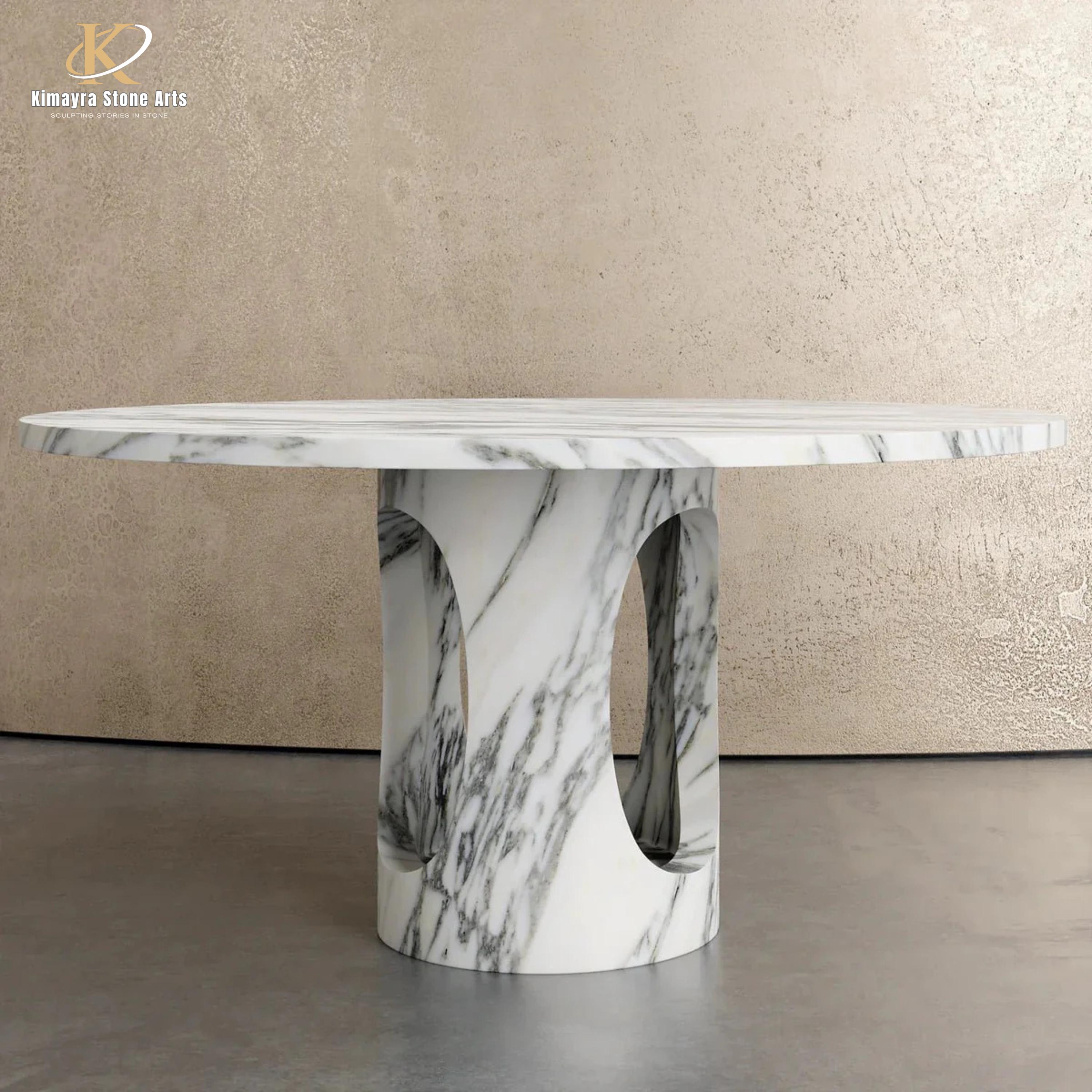 Arabescato Marble Dining Table | Luxurious Italian White Marble Table ...