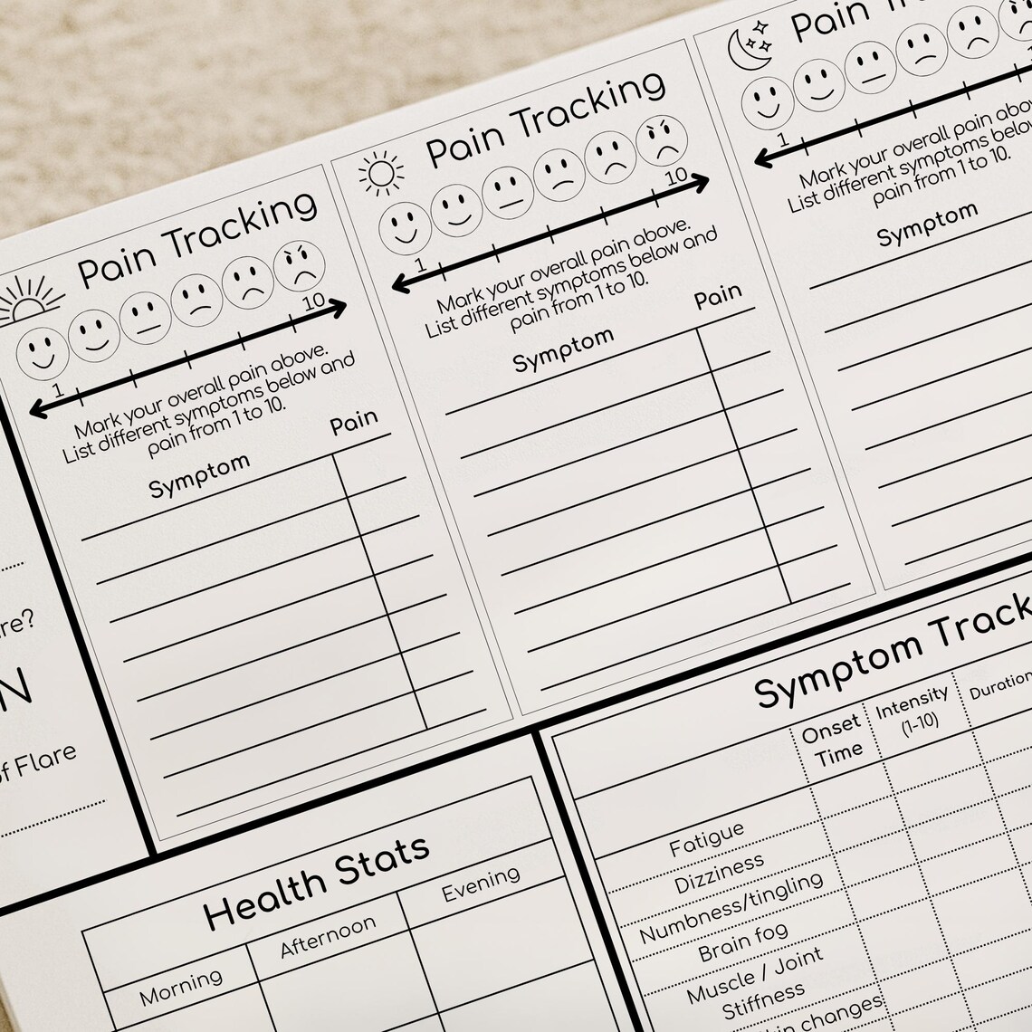 Fillable Symptom & Pain Tracker Printable – Chronic Illness Log, Daily ...