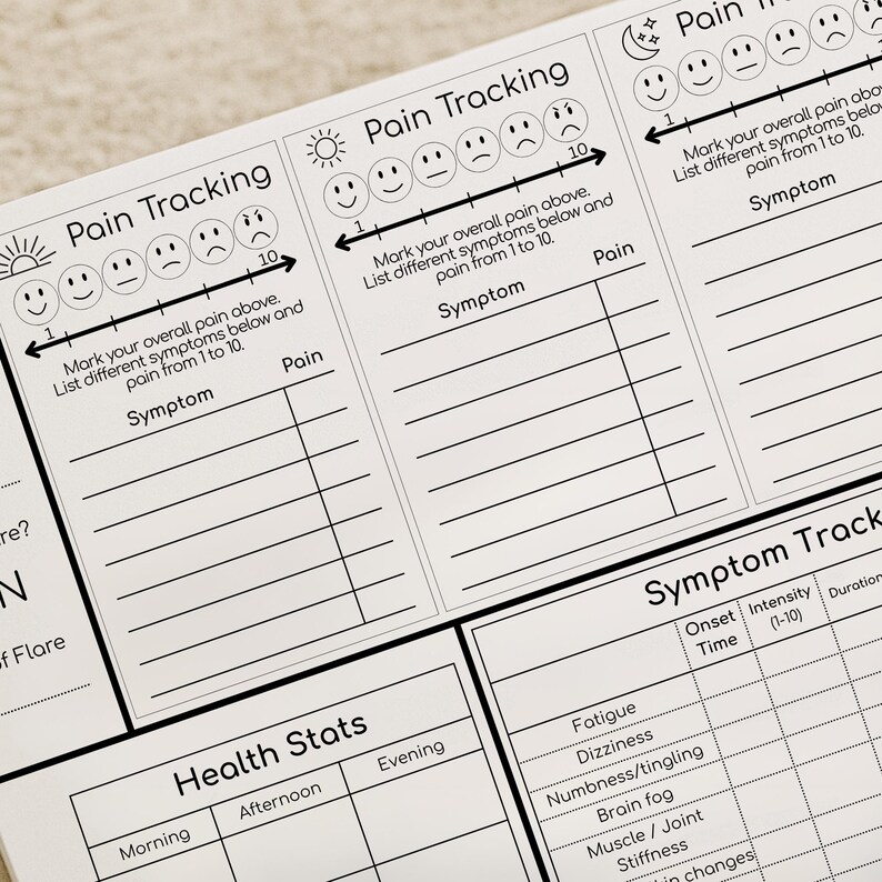 Fillable Symptom & Pain Tracker Printable – Chronic Illness Log, Daily ...