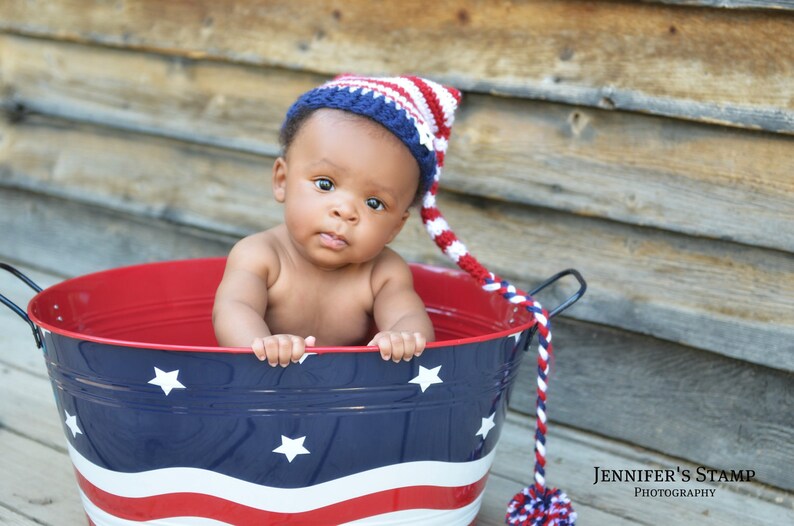 Patriotic Star Hat Nautical Red-white-blue Tassel Elf Hat - Etsy