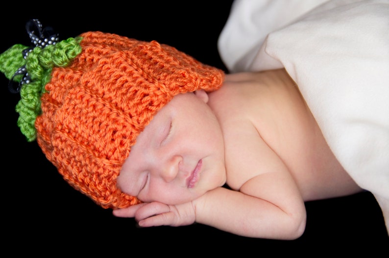 Orange Pumpkin Hat With Stem, Halloween Costume, Fall Hats ...