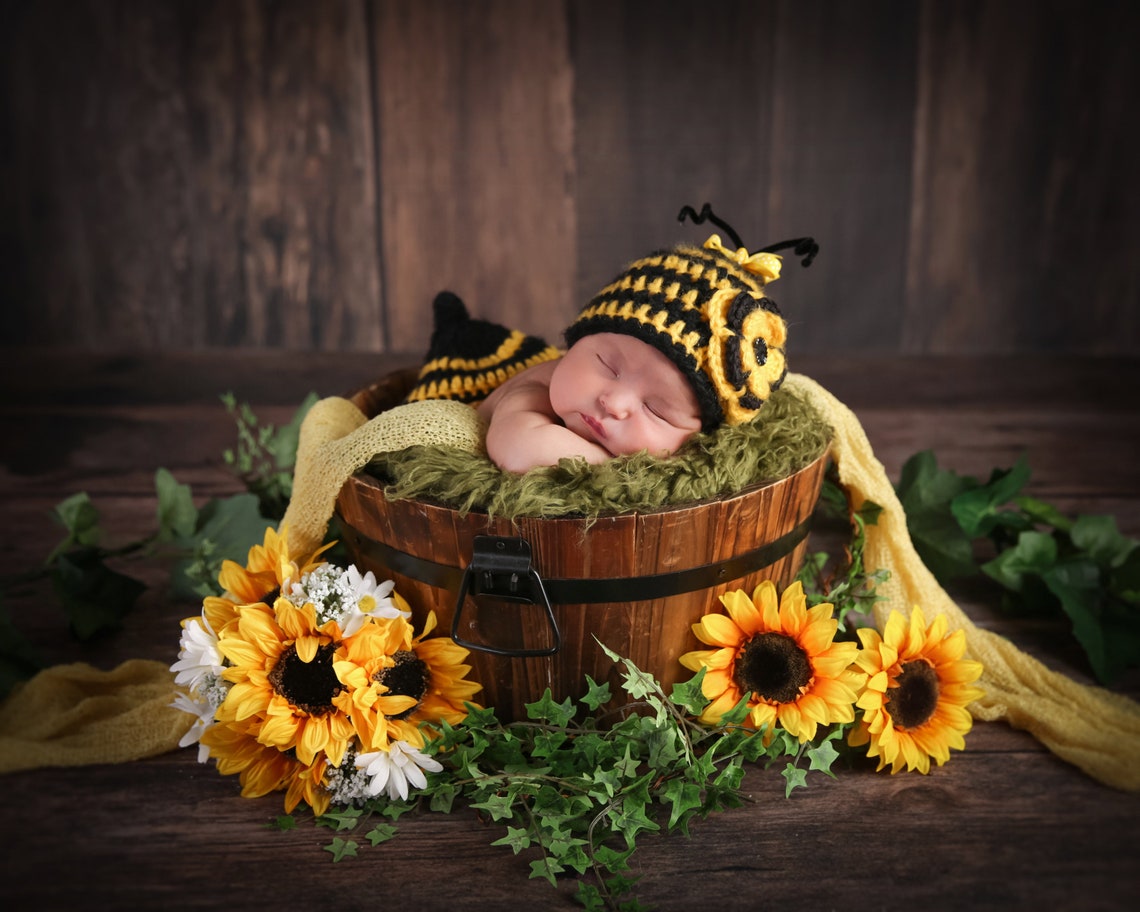 Bumble Bee Hat and Bummer Newborn Photo Props Crochet Bee - Etsy