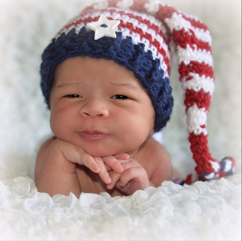 Patriotic Star Hat Nautical Red-white-blue Tassel Elf Hat - Etsy