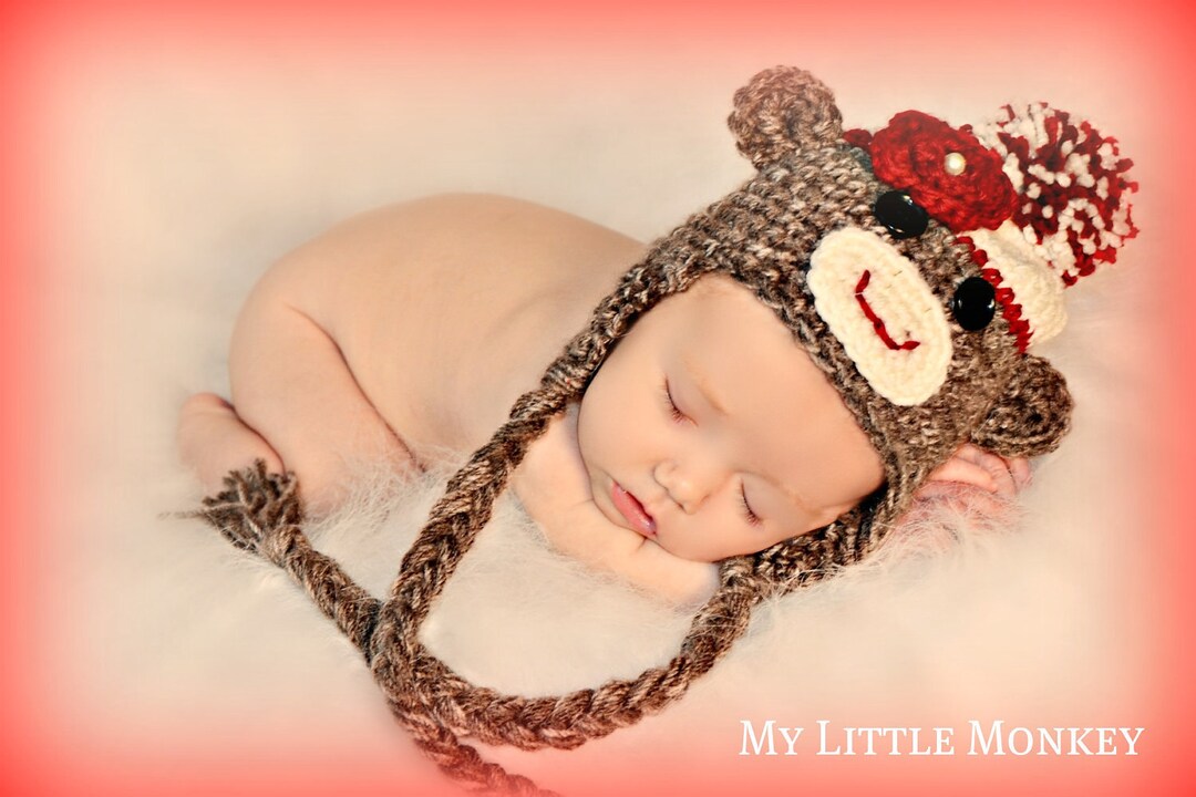 Sock Monkey Hat, Newborn Photo Prop, Monkey Sets, Halloween Costumes ...