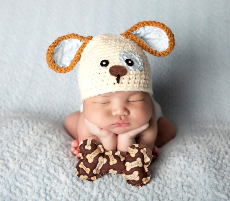 Crochet Puppy Hat Diaper Topper and Bone - Etsy