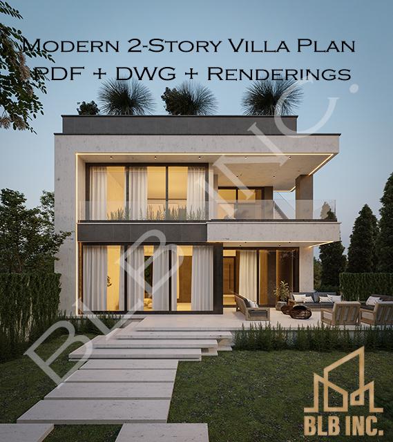 Modern 2-story Villa Plan – 3 Bedroom House With Roof Garden | Custom ...