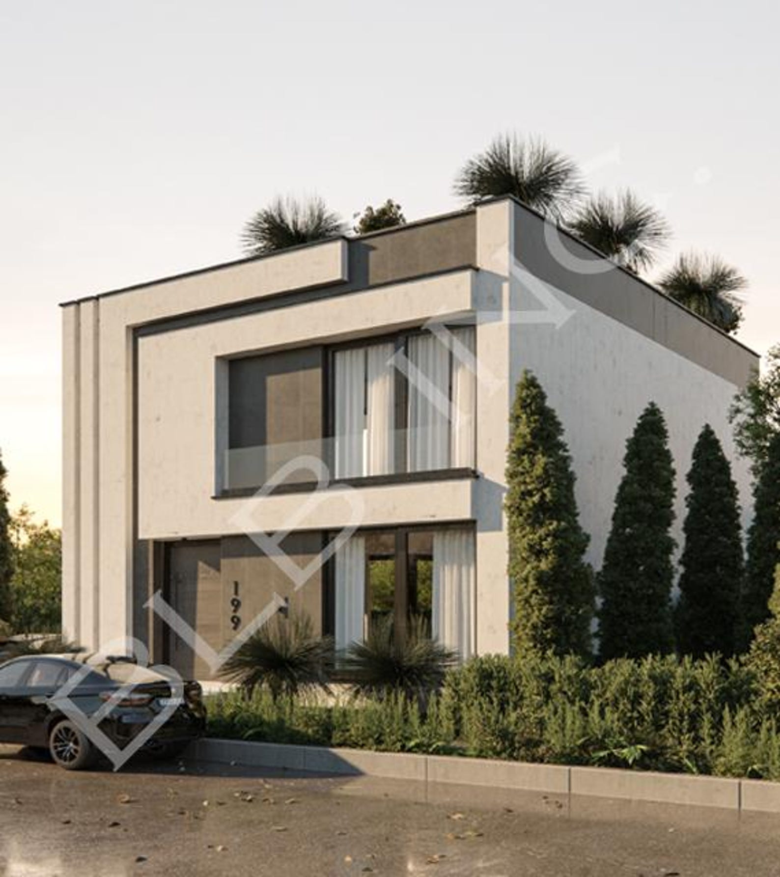 Modern 2-story Villa Plan: 3-bedroom House With Roof Garden (PDF + 3D ...