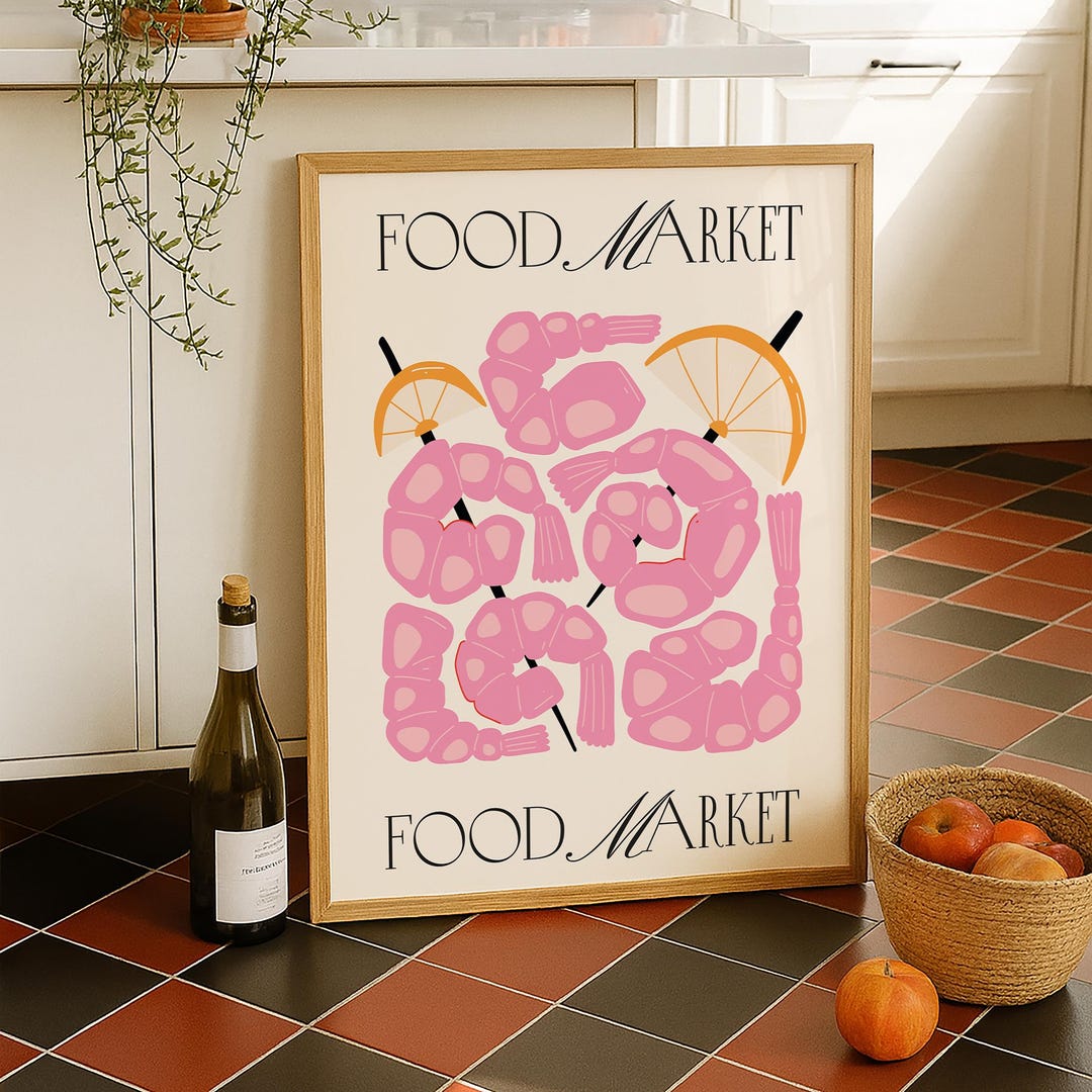 Shrimp Wall Art Printable, Seafood Market Shrimp Poster, Shrimp Food ...