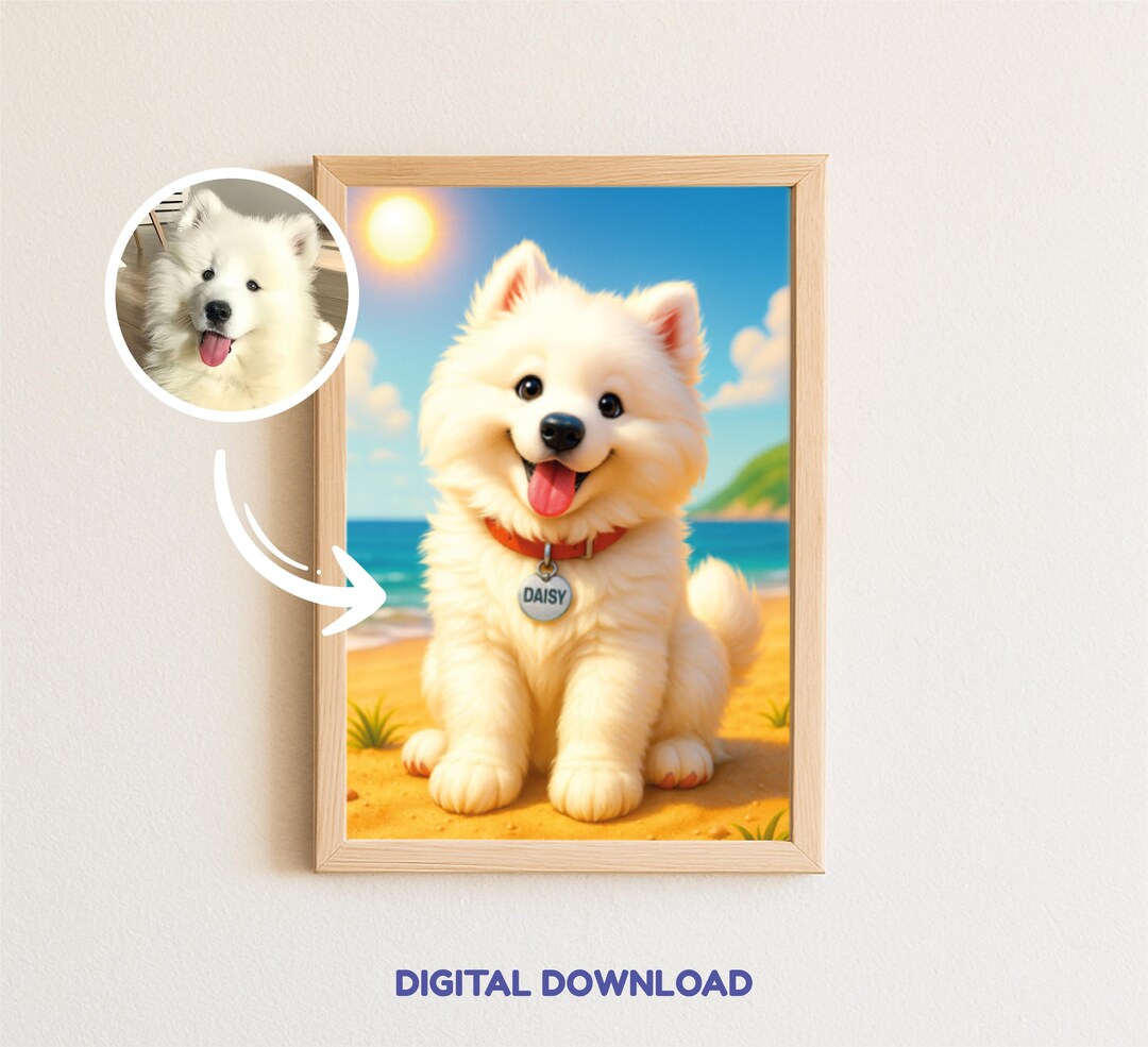 Personalized Cartoon Pet Portrait, Custom Cartoon Pet Portrait, Dog ...