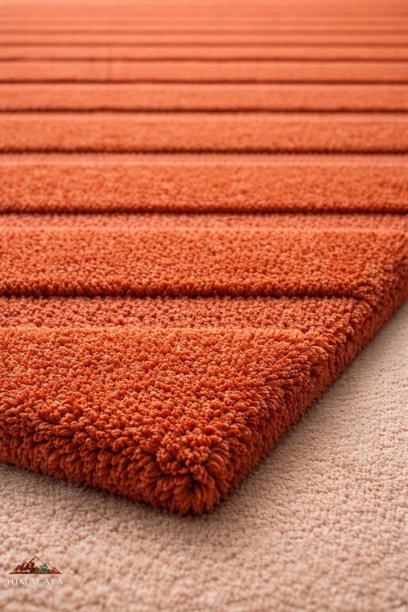 Hand Tufted Rust Orange Wool Rug; Modern Minimal Area Carpet - Etsy