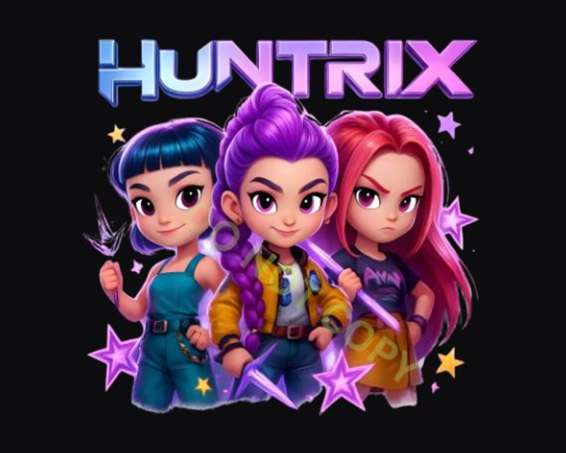 Huntrix Kpop Demon Hunters PNG, Kpop Idol Group Shirt Design, Girl ...