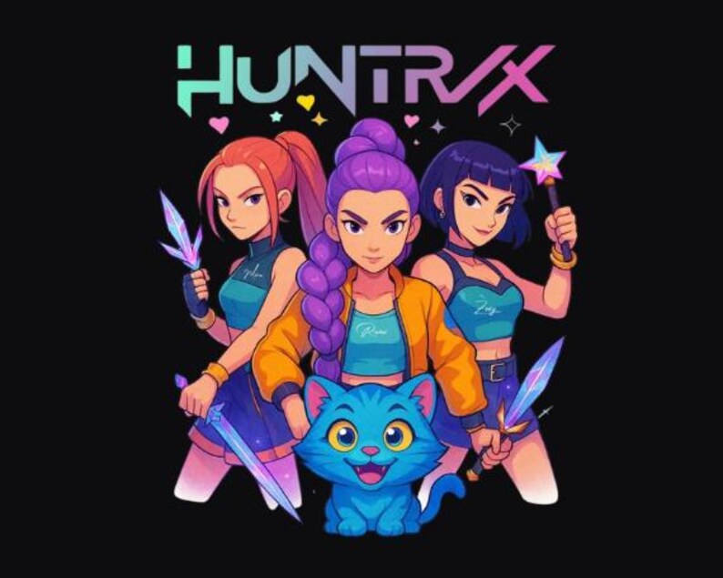 Huntrix Kpop Demon Hunters PNG, Kpop Idol Group Shirt Design, Girl ...