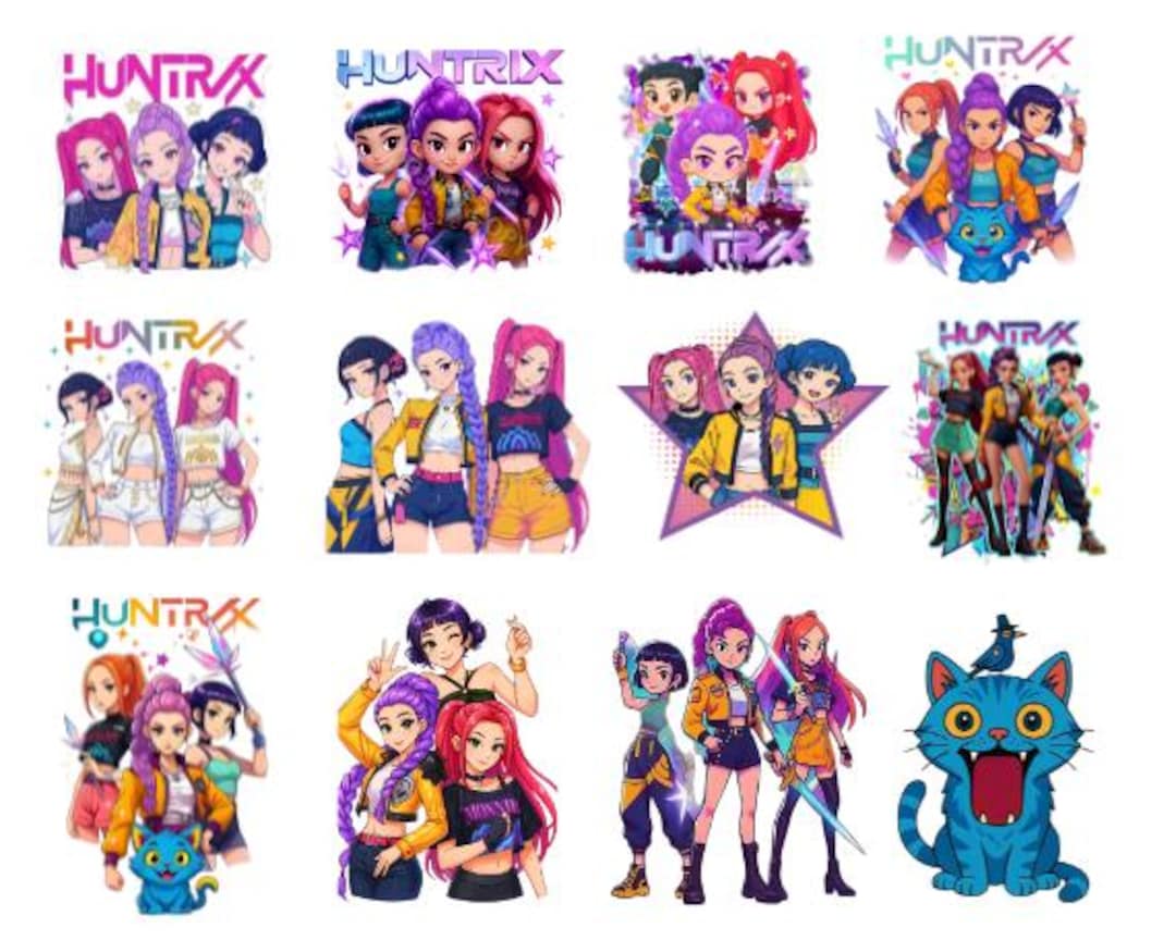 Huntrix Kpop Demon Hunters PNG, Kpop Idol Group Shirt Design, Girl ...