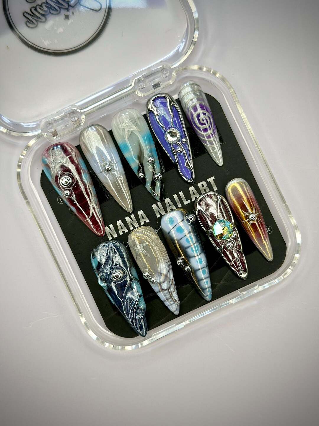 Reptile Skin Press-on Nails: Handmade Abstract Snake Texture Gel Nail ...