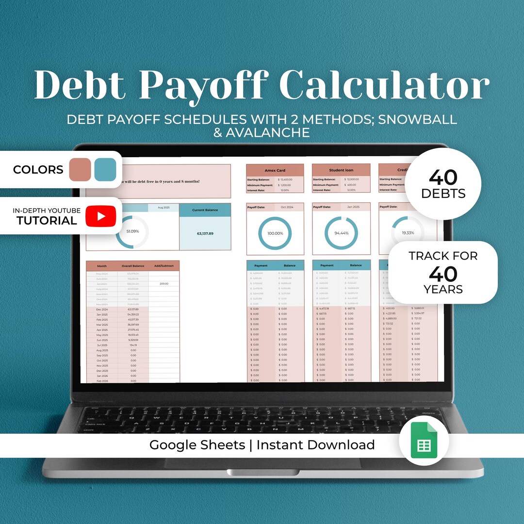 Debt Snowball Google Sheets Template, Google Sheets Debt Tracker ...