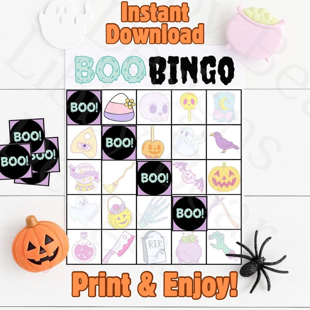 Pastel Halloween Bingo Game Printable Cute Spooky Party Activity for ...
