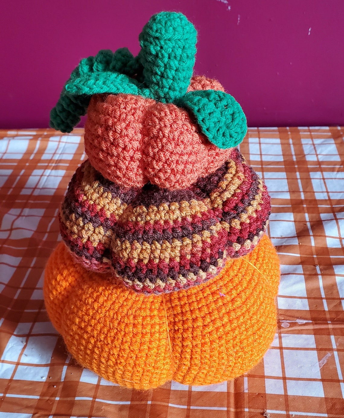 Crochet Stack of Pumpkins, 3 Pumpkins, Halloween, Thanksgiving, Fall ...