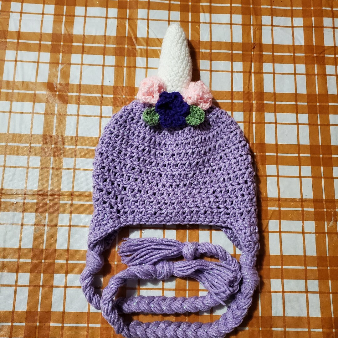 Crochet Unicorn Hat, Purple Unicorn, Girls Hat, Winter Hat, Christmas ...