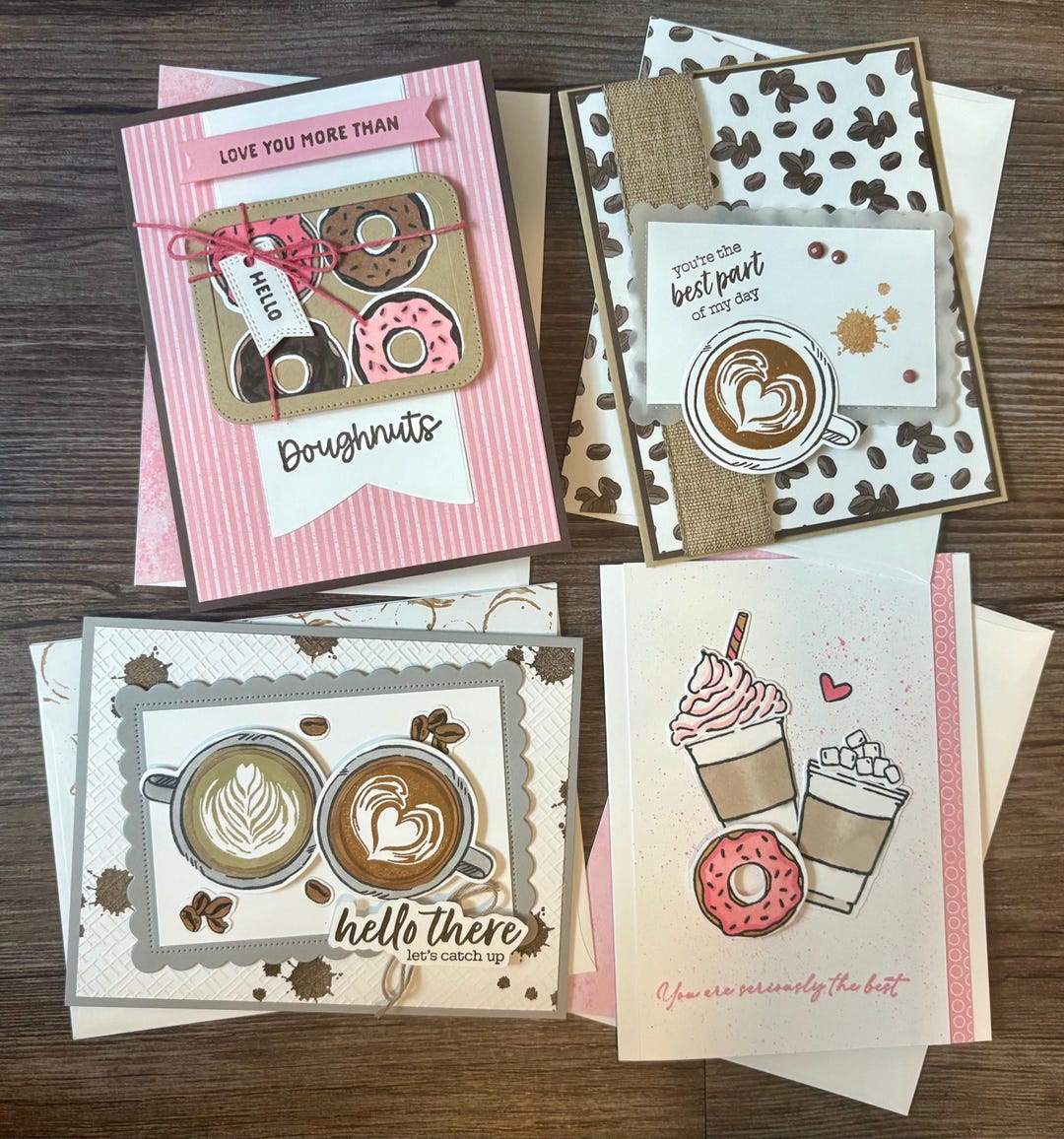 Handmade Coffee & Doughnut Greeting Card Set - Bestie Cards - Etsy