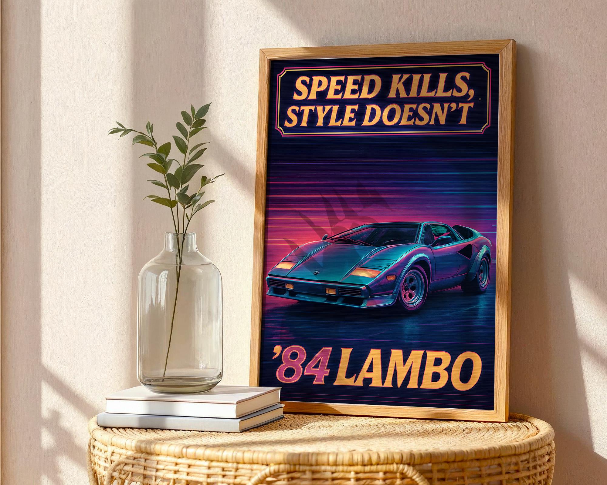1984 Lamborghini Countach Neon Poster: 80s Synthwave Car Art (digital ...