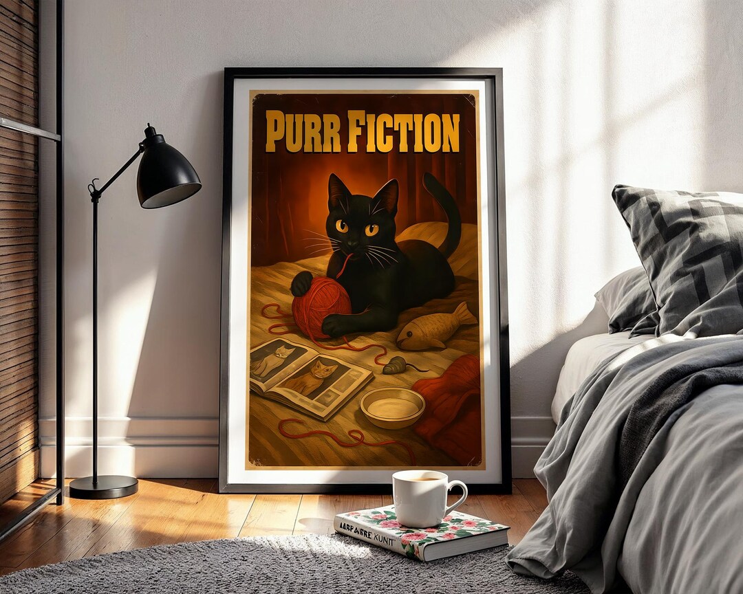 Purr Fiction Cat Poster – 90s Movie Parody Art (digital Download) - Etsy