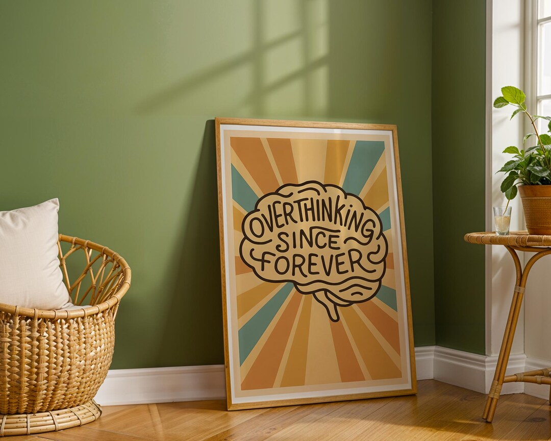 Overthinking Since Forever Print: Funny Brain Doodle Art (digital ...