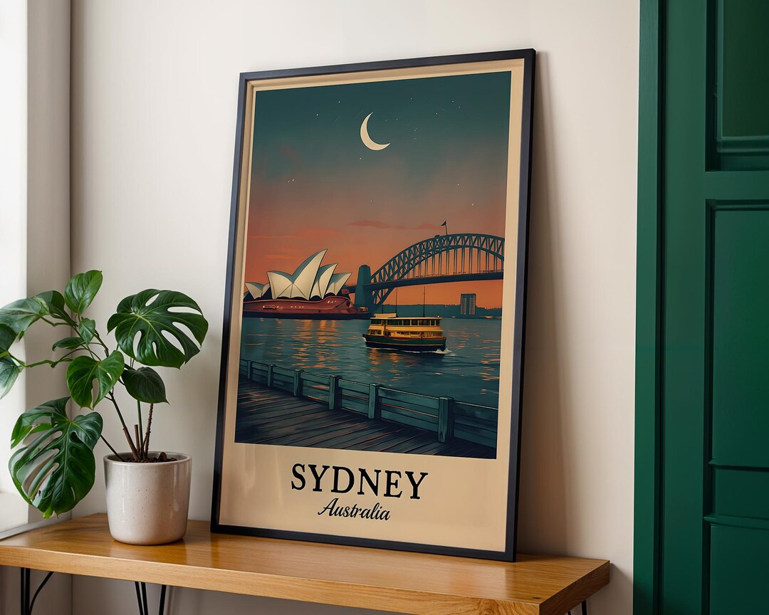 Sydney Australia Travel Poster: Opera House, Harbour Bridge (digital ...