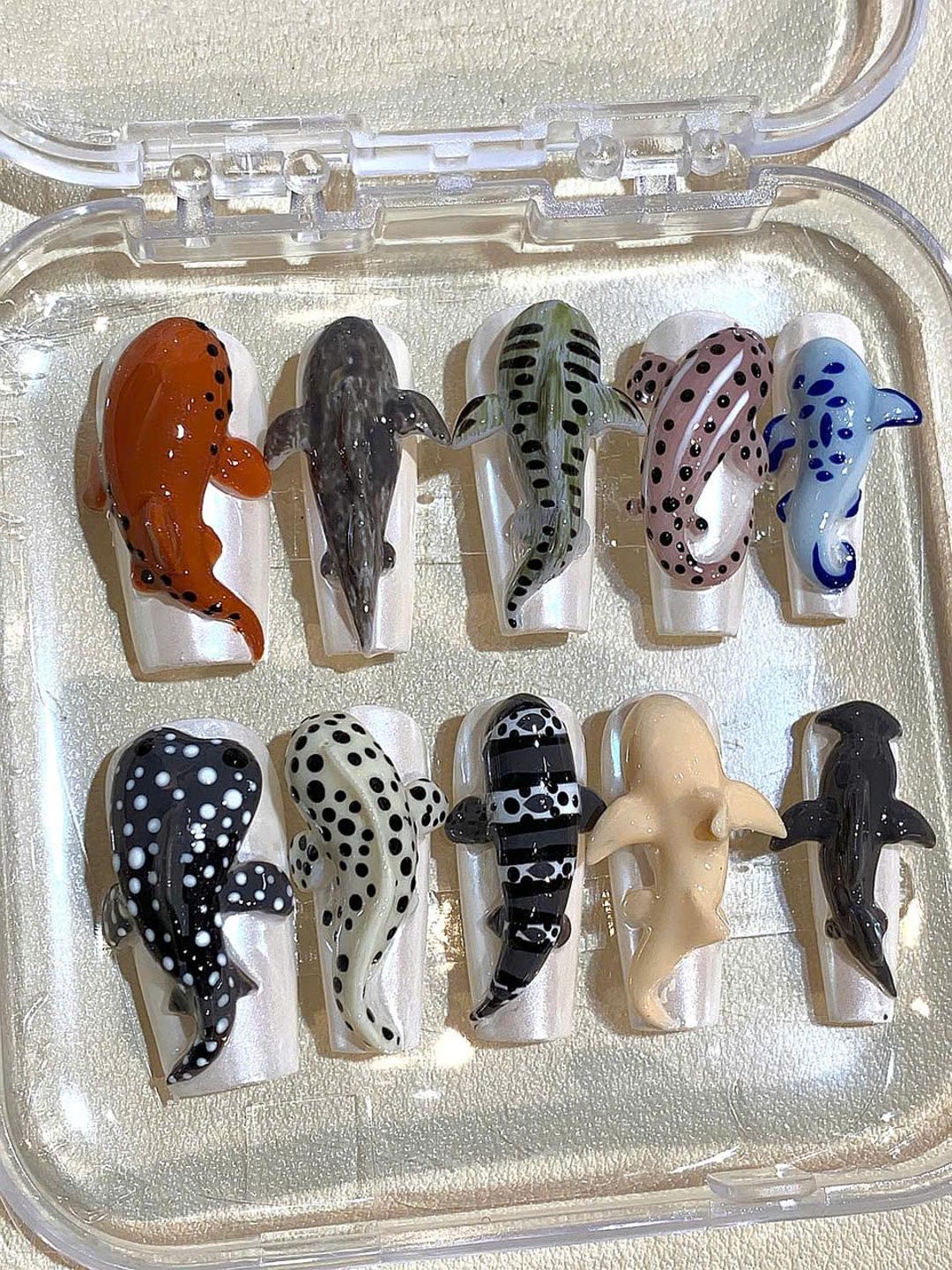 3D Ocean Animal Press on Nails: Handmade Kawaii Sea Creature Nail Art ...