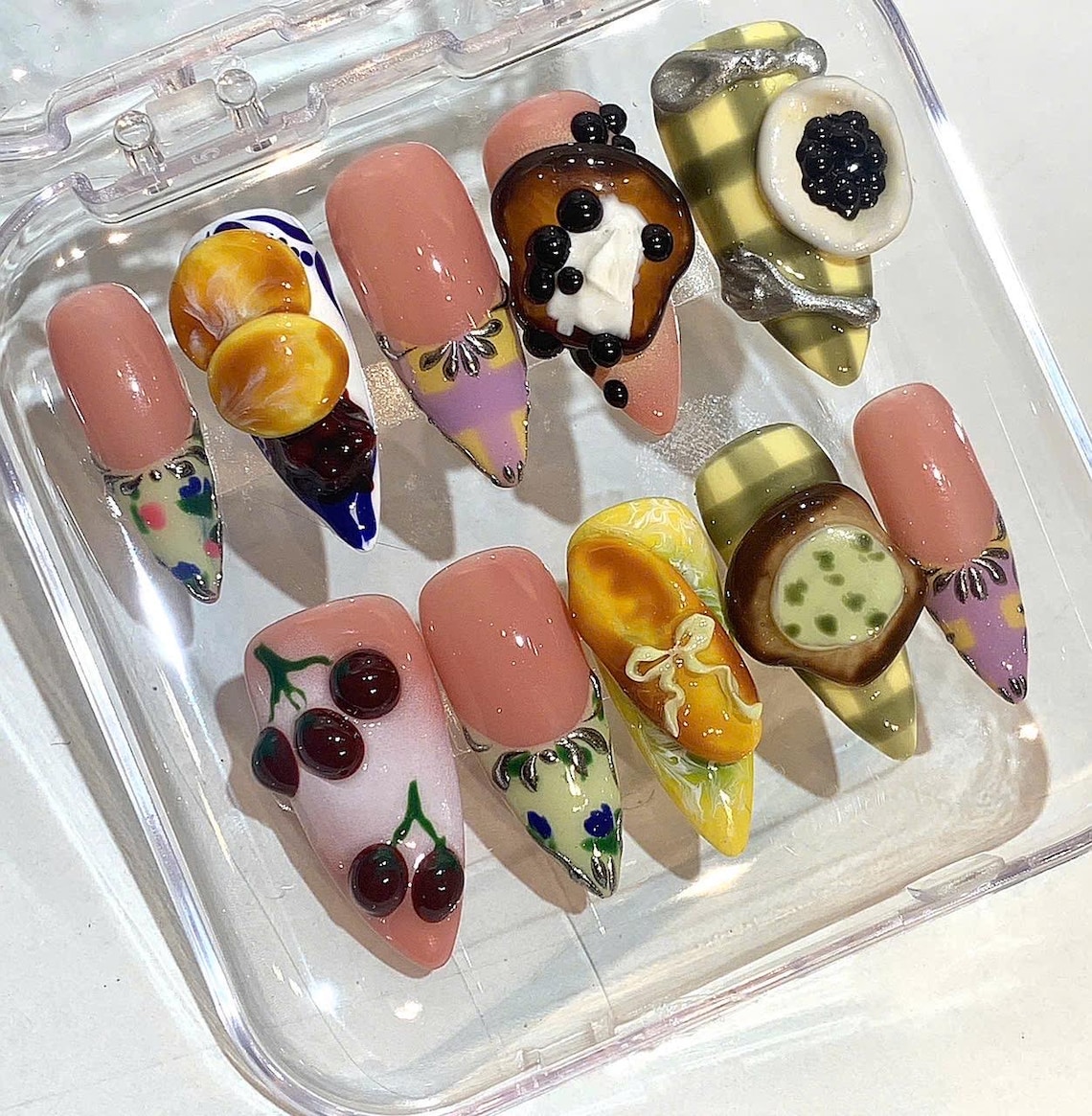 3D Dessert Press on Nails | Handmade Food Nail Set, Kawaii False Nails ...