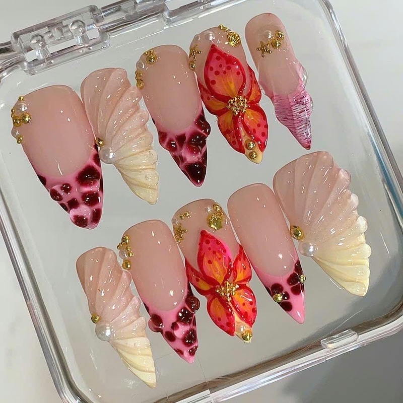 Tropical Stiletto Nails - Etsy