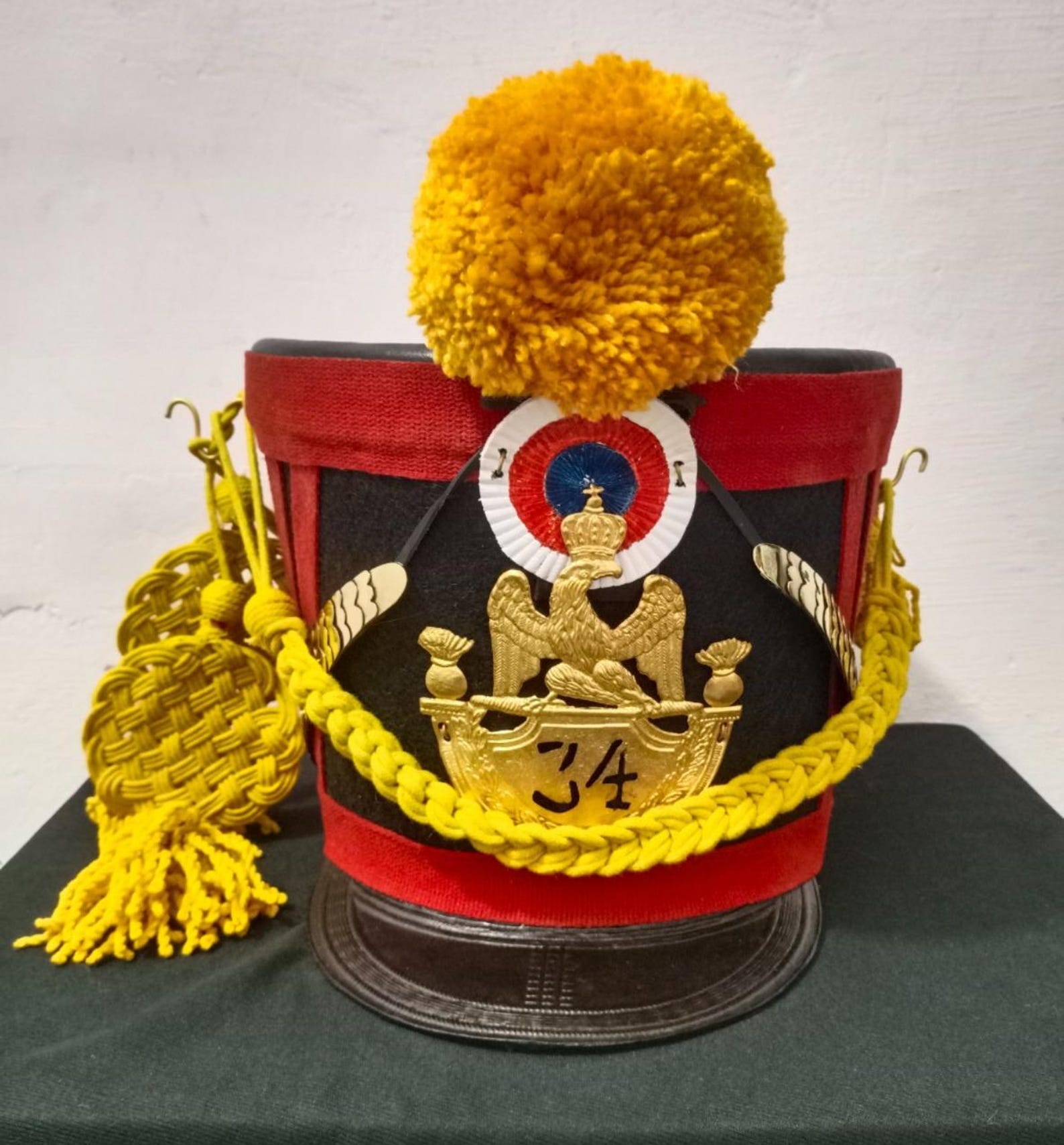 Napoleonic French Shako Hat 100th Regiment Replica, Leather, Brass ...