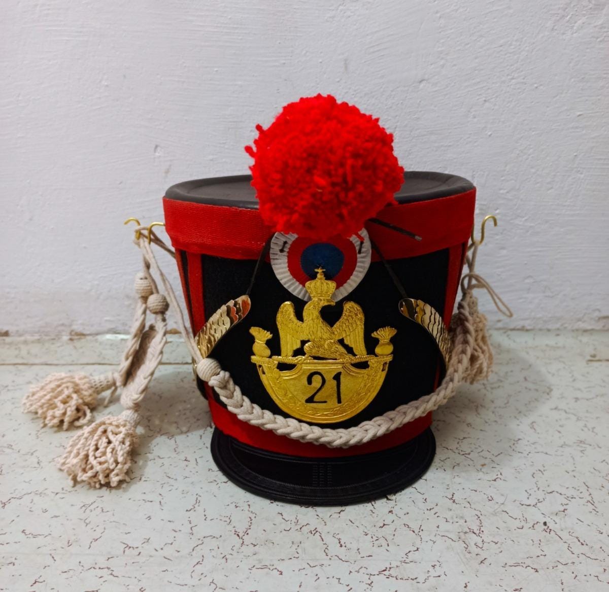 Napoleonic French Shako Hat 100th Regiment Replica, Leather, Brass ...