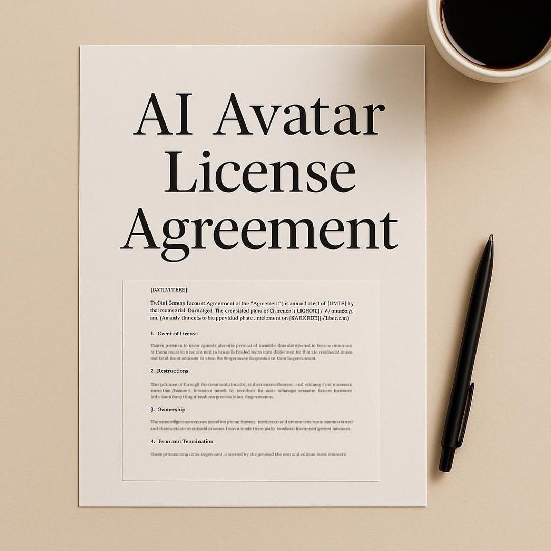 Editable avatar contract, ai persona license, digital character ...