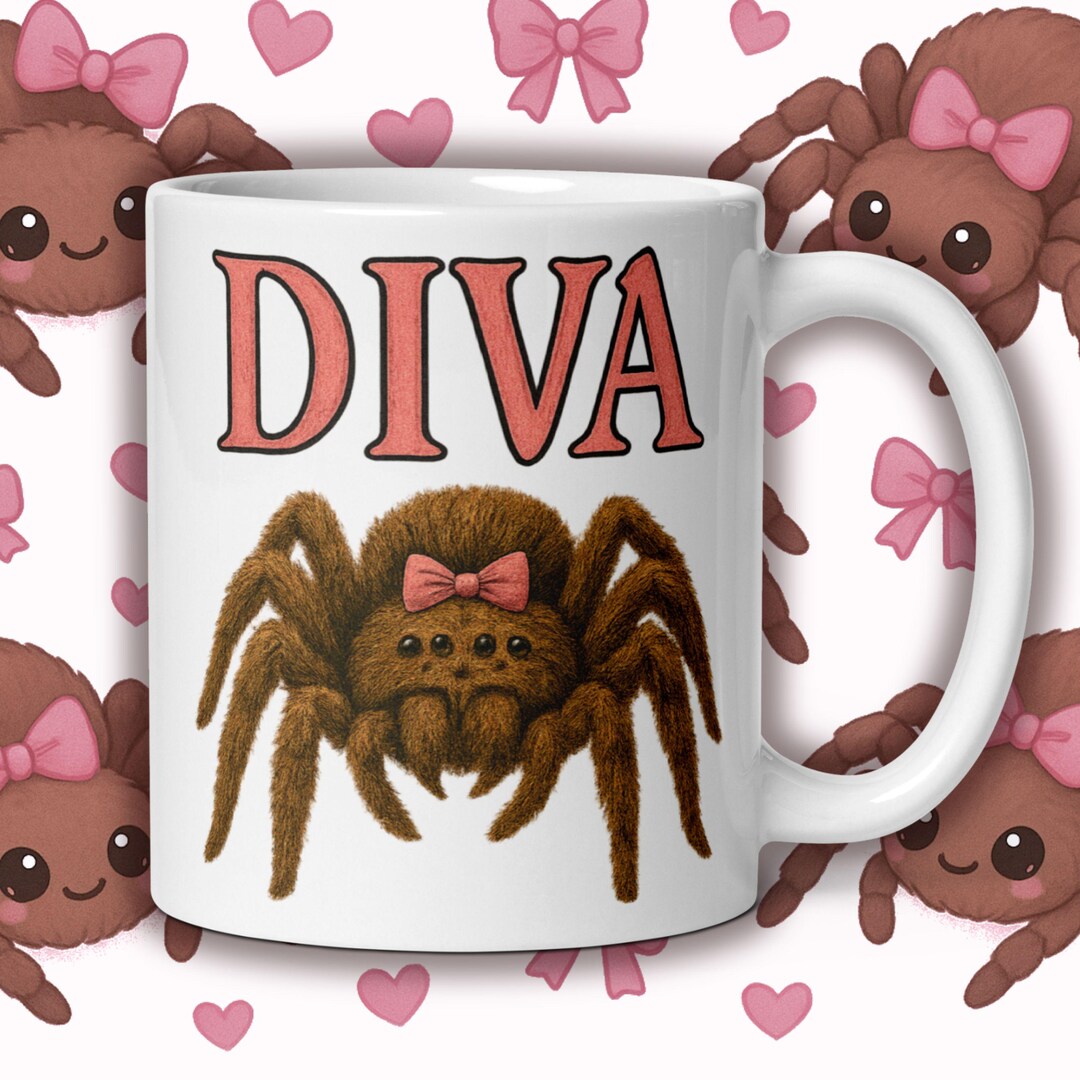 Fluffy Tarantula Diva Mug – Cute Spider With Bow - Etsy