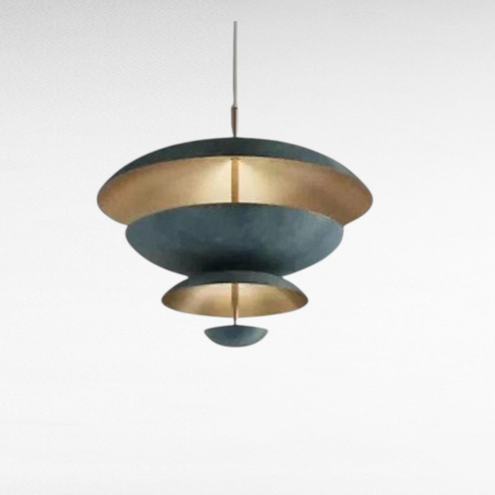 Mid-century Modern Layered Disc Chandelier | 6-light Brass Pendant ...
