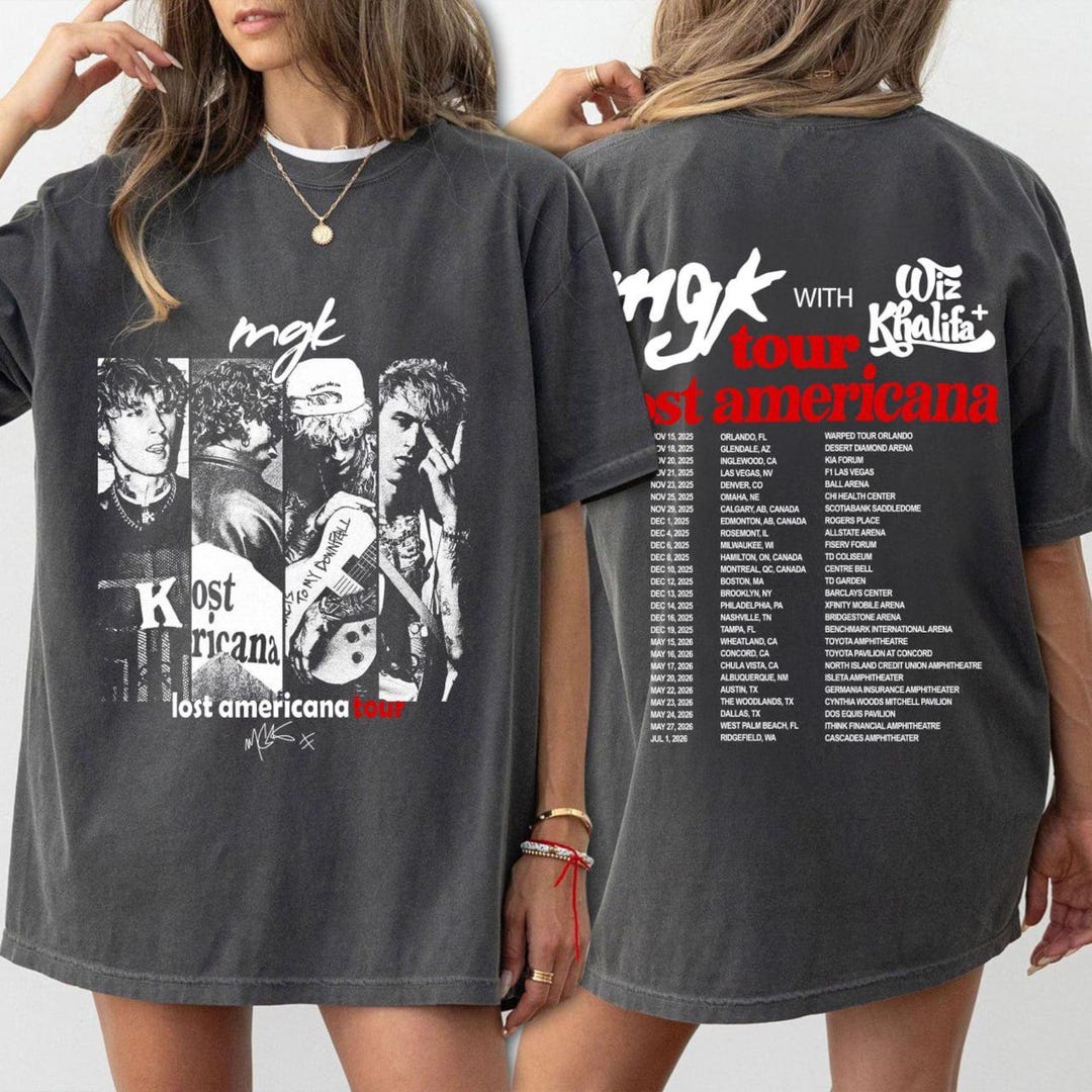 Machine Gun Kelly Lost Americana Tour 2026 Tshirt, MGK Tour Dates Youth ...