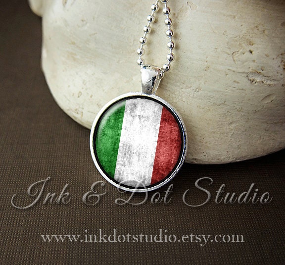 Rustic Italian Flag Necklace Italy Flag Necklace Italian | Etsy
