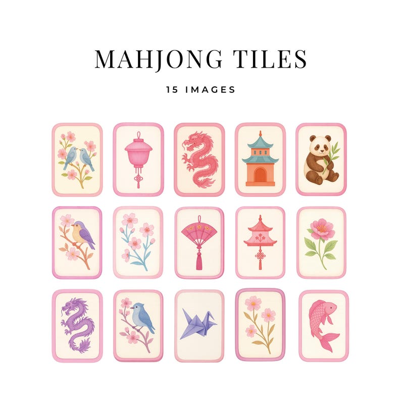 Mahjong Clipart, Watercolor Mahjong Tile Png, Pastel Asian Tile Set ...