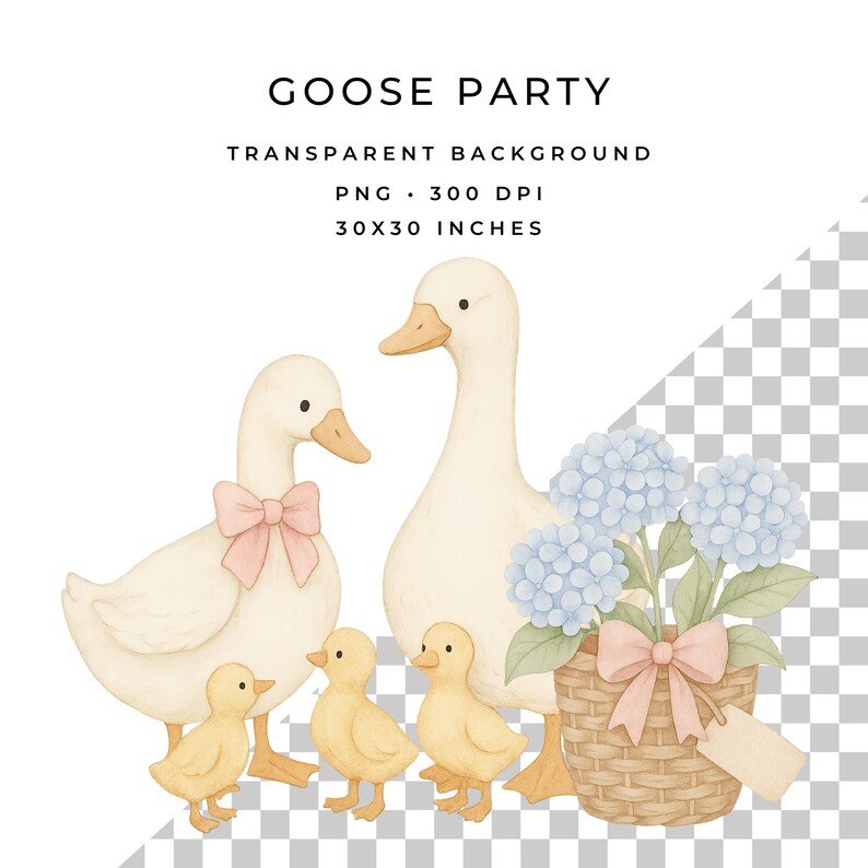 Goose With Balloon Clipart, Cute Silly Goose Png, Spring Vintage ...