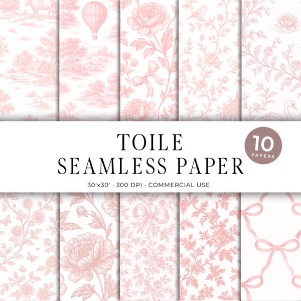 Pink Toile Wallpaper - Etsy
