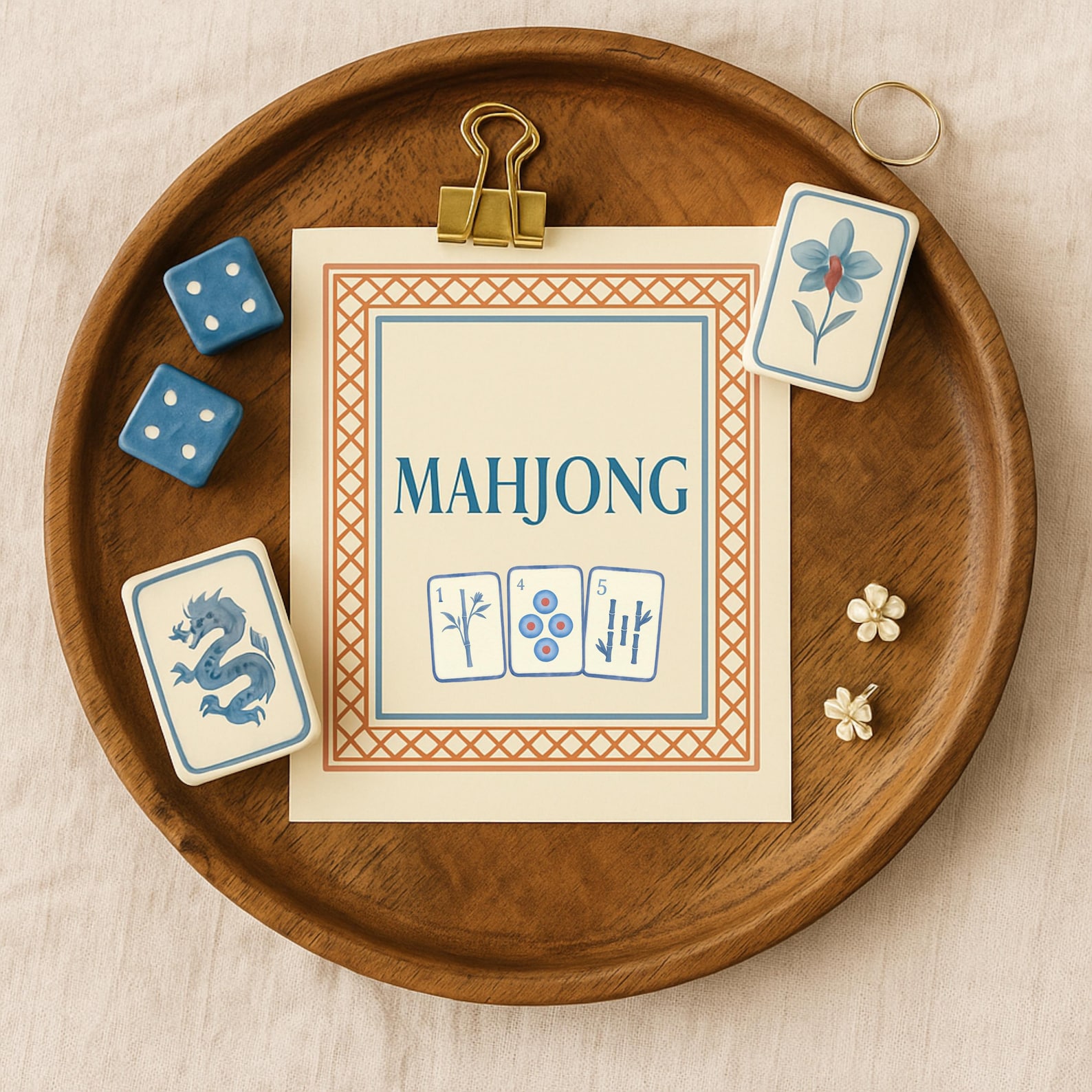Watercolor Mahjong Tile Clipart Set, Pastel Asian Tiles, Seamless ...
