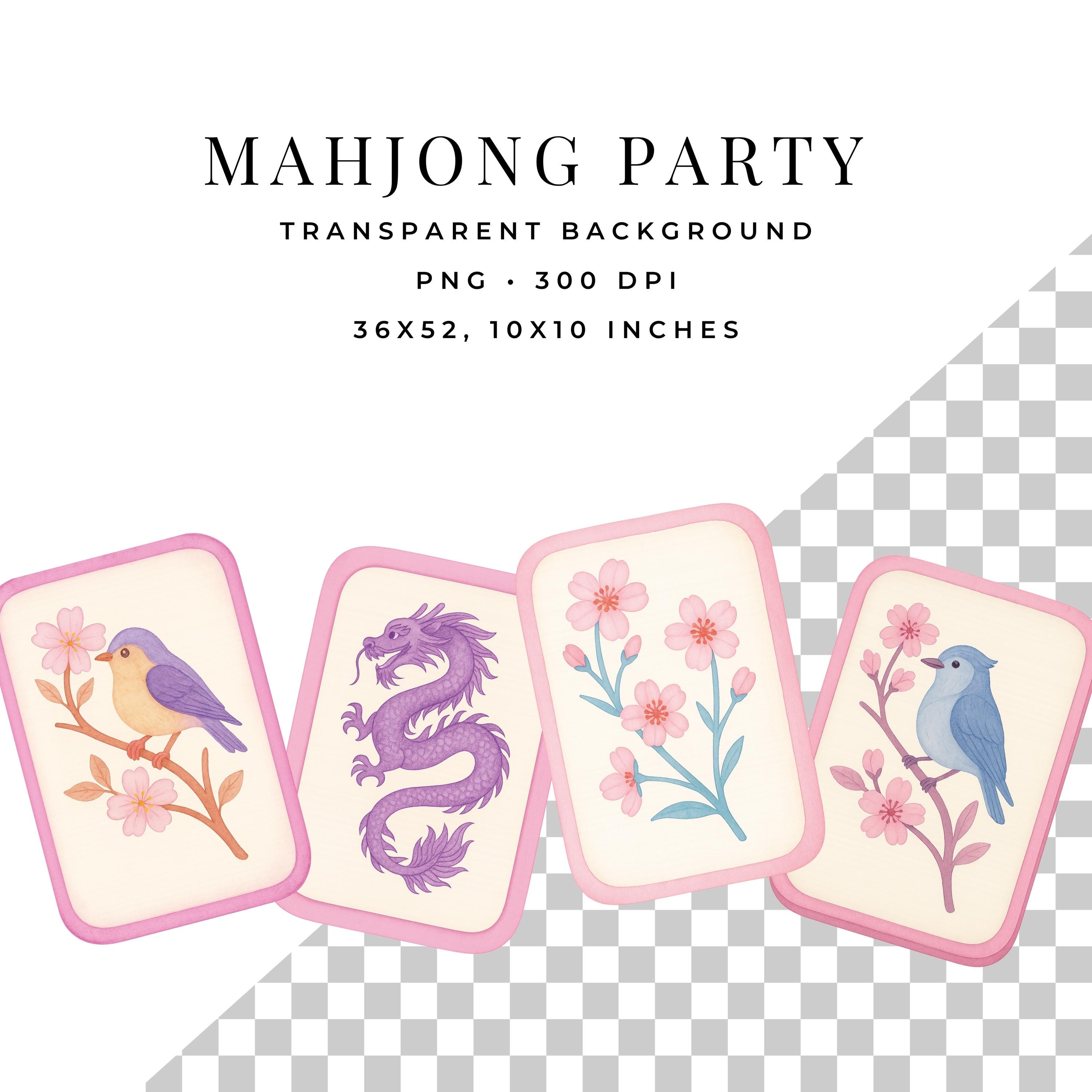 Mahjong Clipart, Watercolor Mahjong Tile Png, Pastel Asian Tile Set ...