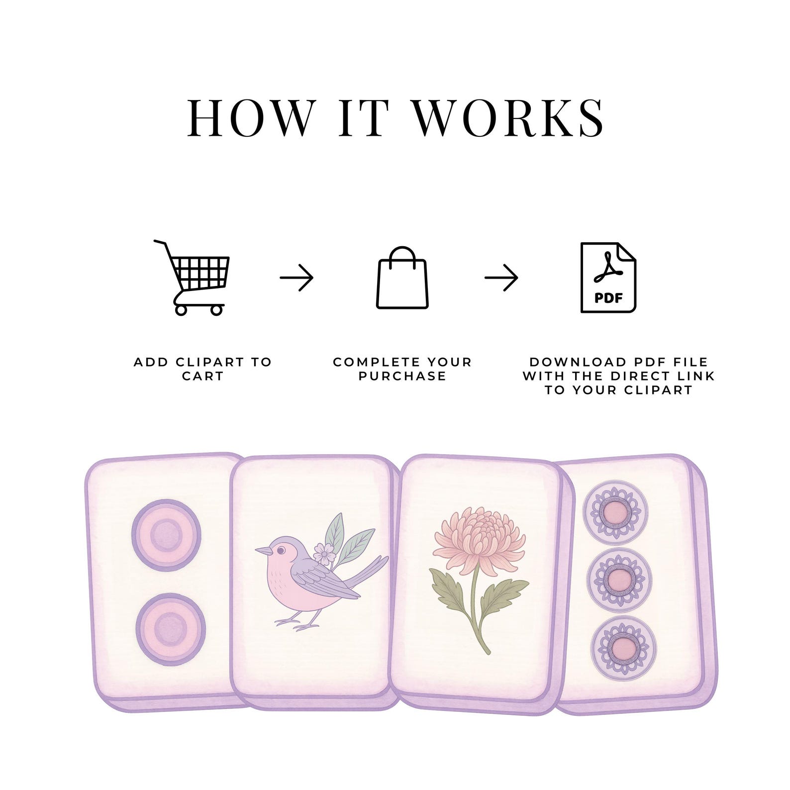 Watercolor Mahjong Clipart Set, Pastel Asian Tiles (digital Download ...
