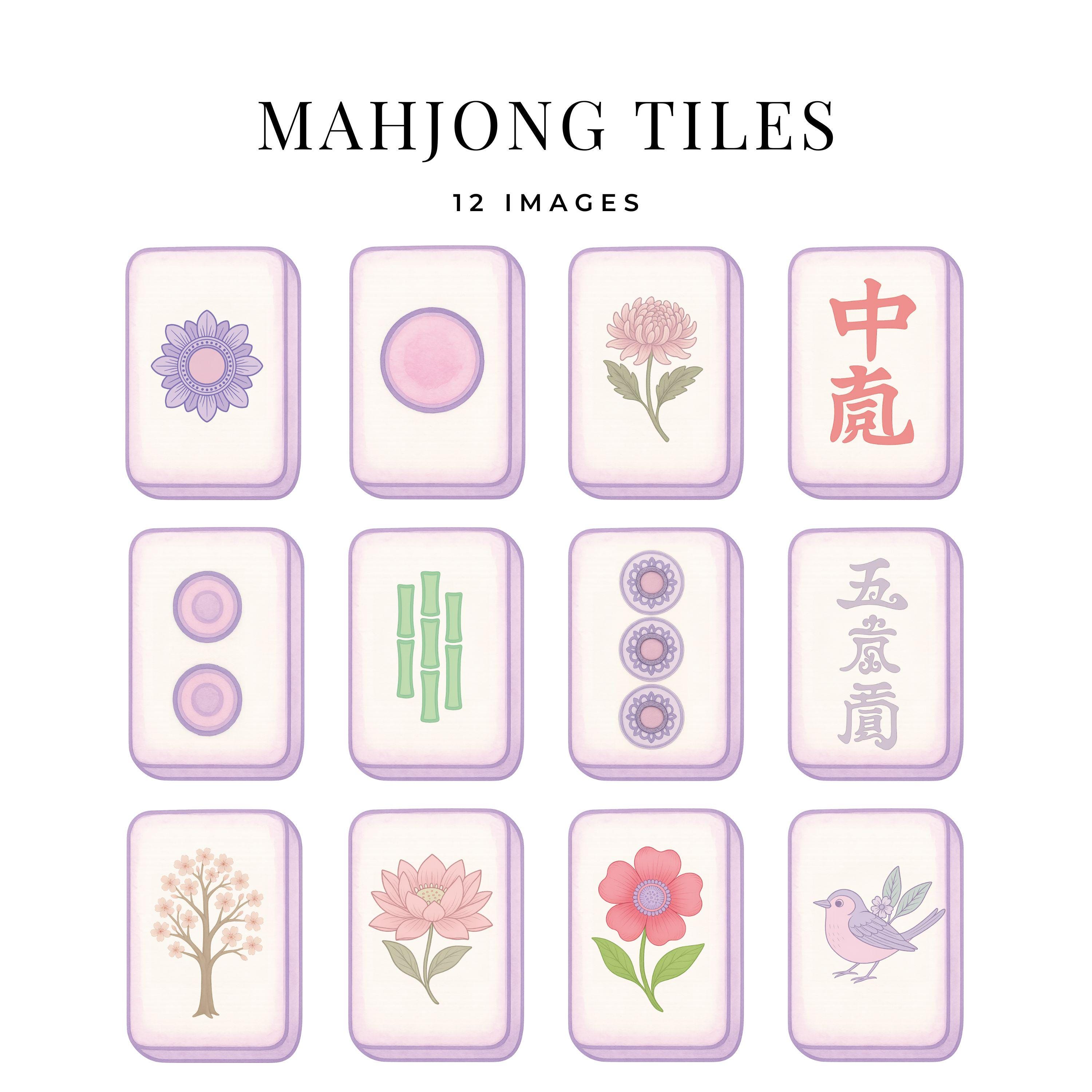Mahjong Clipart, Watercolor Mahjong Tile Png, Pastel Asian Tile Set ...
