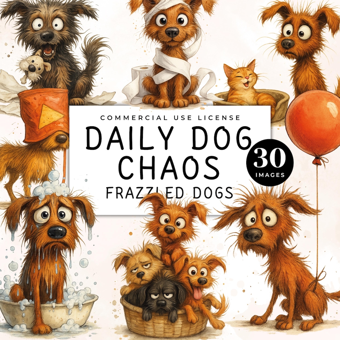 Frazzled Dogs Clip Art, Funny Dog Clipart PNG, Silly Messy Puppy ...