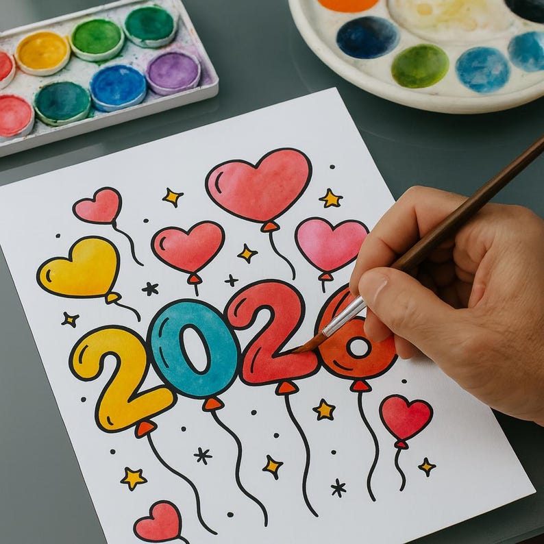 Happy New Year 2026 Coloring Pages – Printable New Years Eve Activities ...