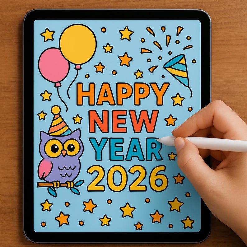 Happy New Year 2026 Coloring Pages – Printable New Years Eve Activities ...