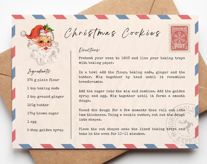 Vintage Christmas Postcard Recipe Card | Tacky Retro Holiday Recipe ...