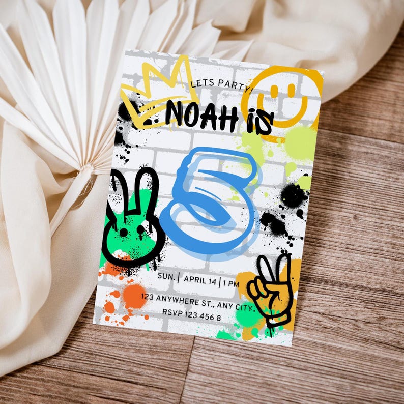 Graffiti Street Art Birthday Invitation | Urban Spray Paint Party ...