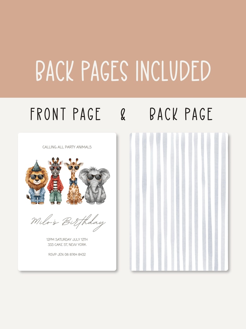 Calling All Party Animals Invitation | Jungle Animals Invite | Safari ...
